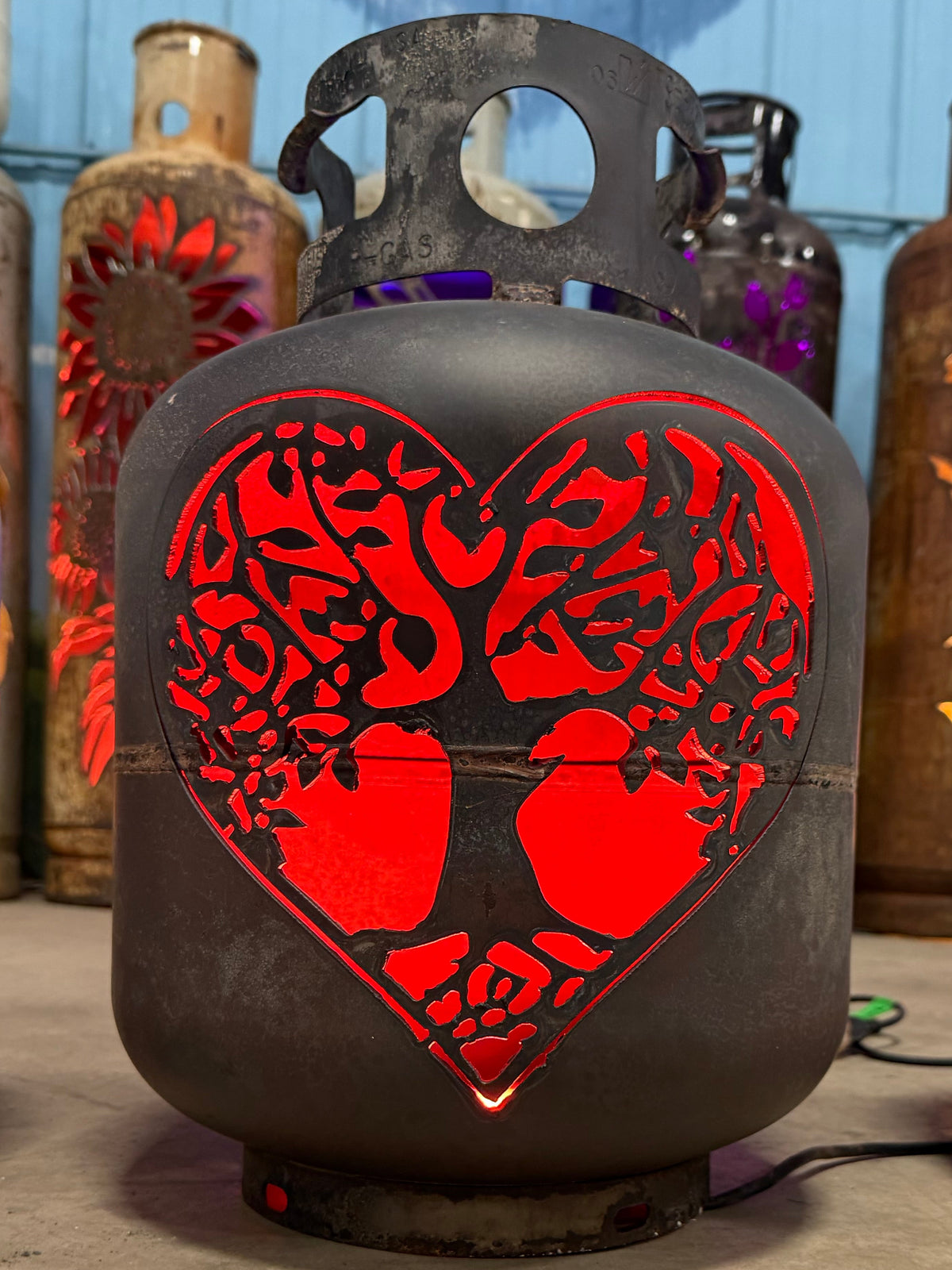 20lb Upcycled Patio Lantern, Heart Tree Of Life Burnt Patina – TheeUpCycler