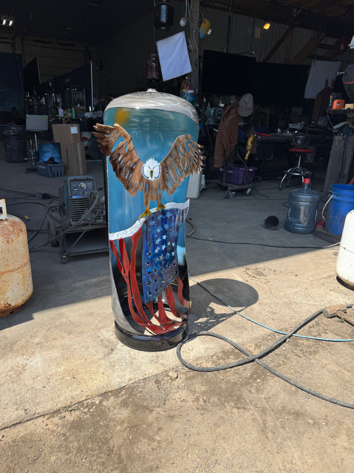 100lb Upcycled Patio Lantern, Eagle With American Flag – TheeUpCycler