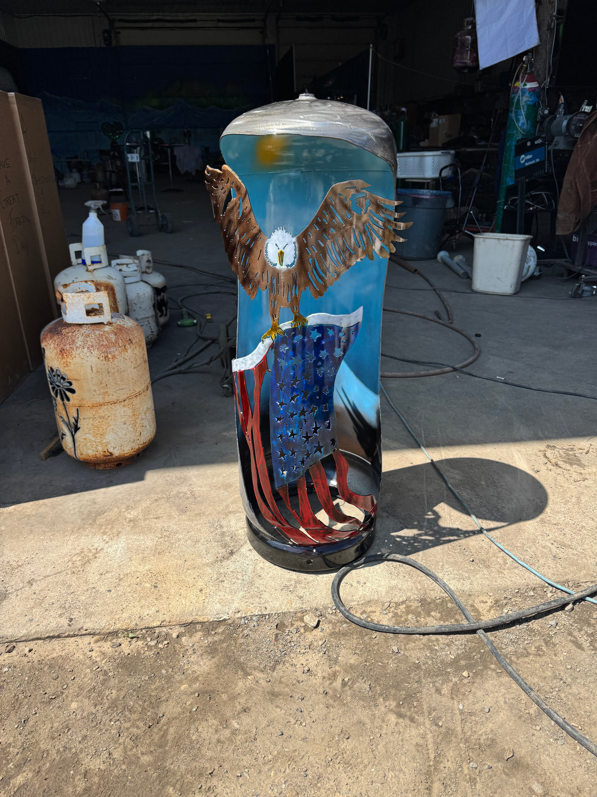 100lb Upcycled Patio Lantern, Eagle With American Flag – TheeUpCycler